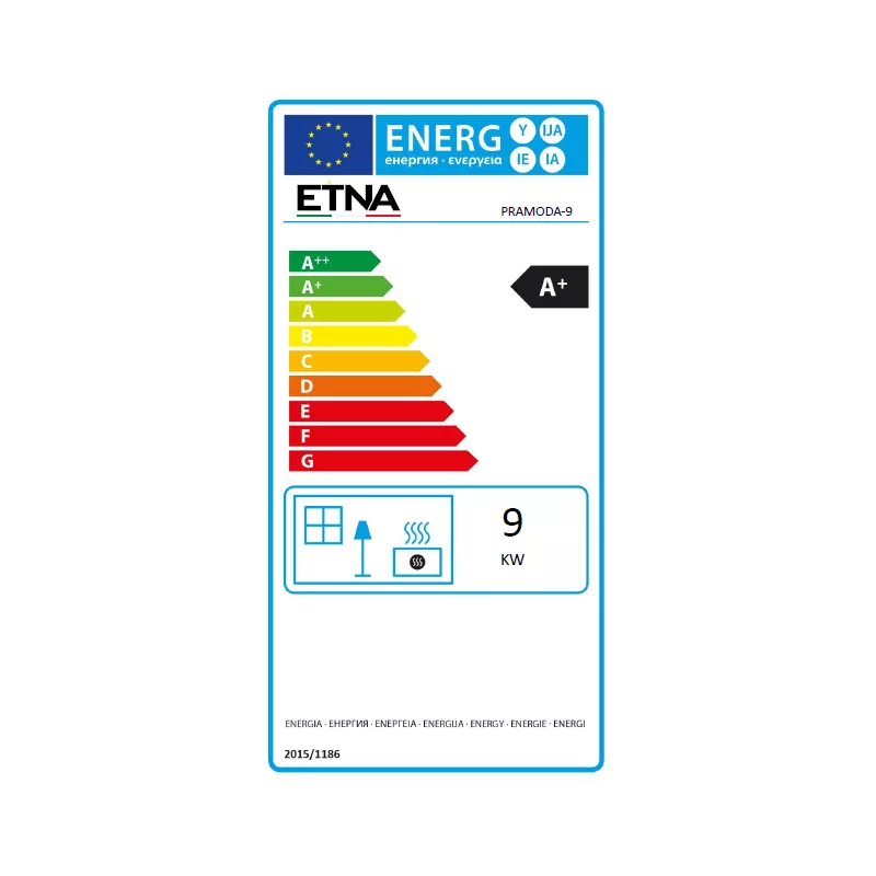 Poêle à bois Pramoda Etna 9 kW – Four, plaques cuisson, bûches 50 cm 9 kw